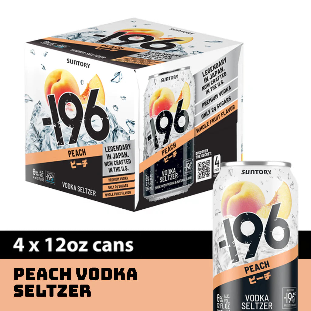 -196 Peach Vodka Seltzer 4Pk 355ML – Liquorandmore